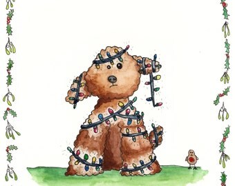 Dog christmas cards | Etsy