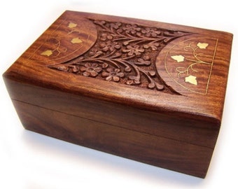 Carved wood box | Etsy