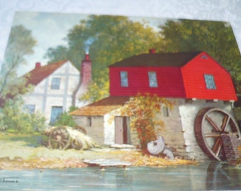 Red watermill | Etsy