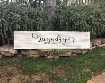 Wooden laundry sign | Etsy