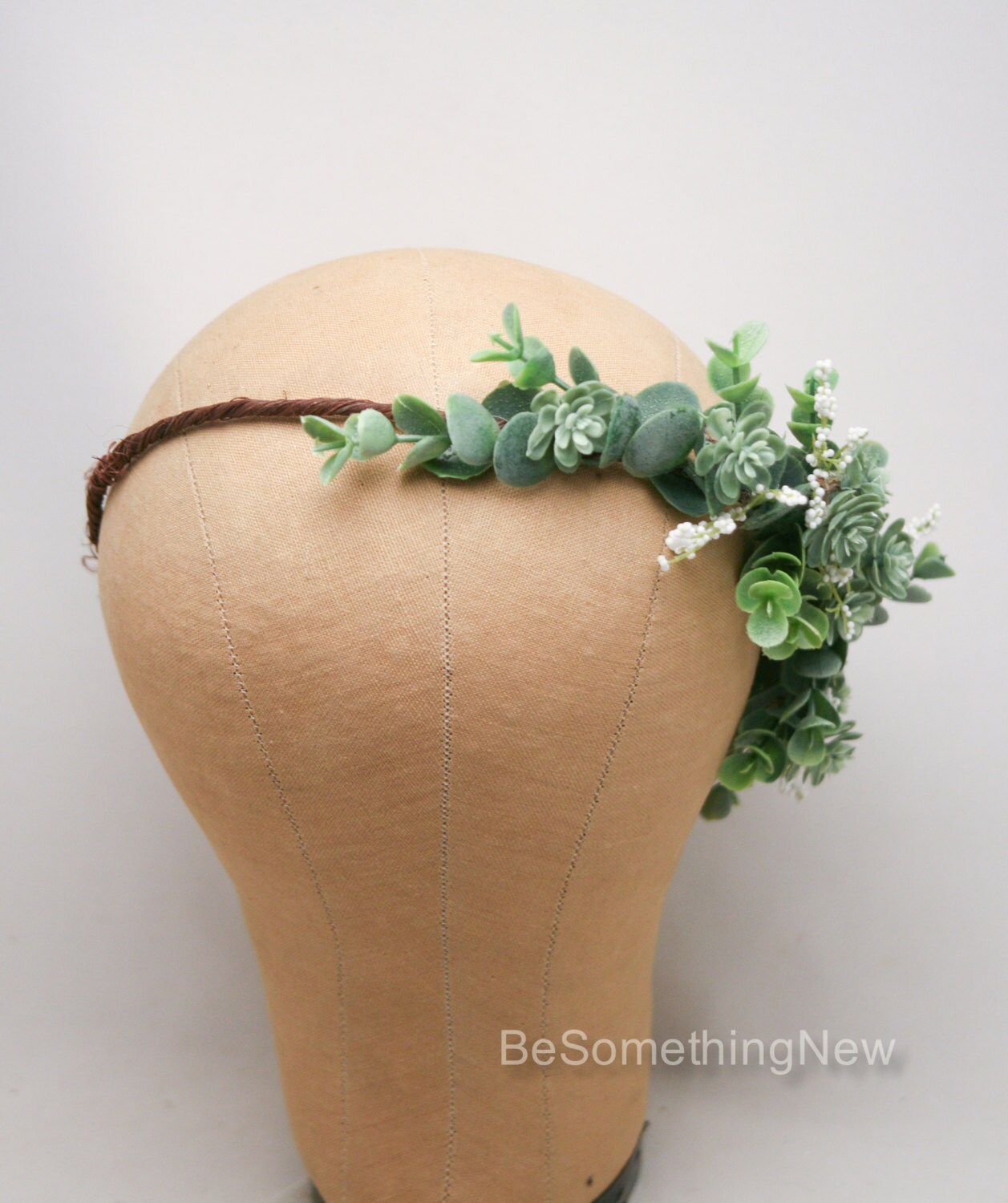 Rustic Succulent and Greens Flower Crown Wedding by BeSomethingNew