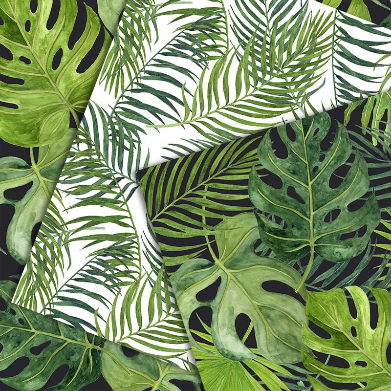 Digital Scrapbook Paper Tropical leaves digital paper