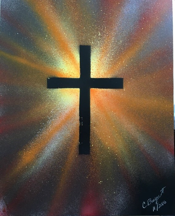 Christian Art Religious Wall Art Cross Spray Paint Art
