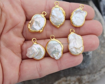 Gold bezel pendant | Etsy