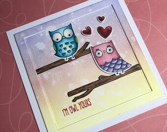 Owl valentine card | Etsy