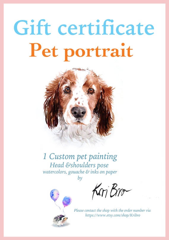 Gift Certificate Custom Pet Portrait One Pet Last Minute gift-certificate-custom-pet-portrait-one-pet-last-minute