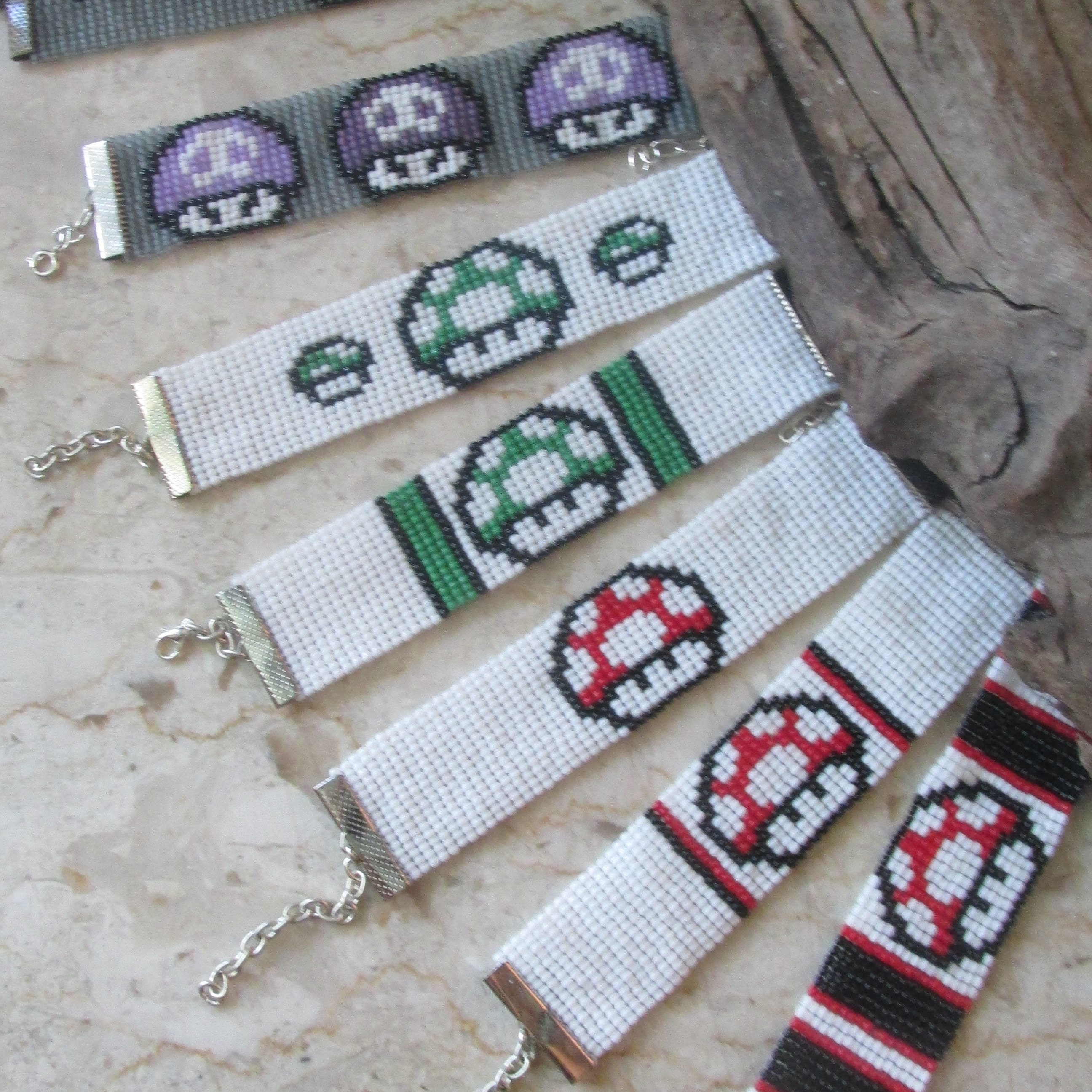 Mario Bros. Pixel loom beaded bracelets choose 1 made to