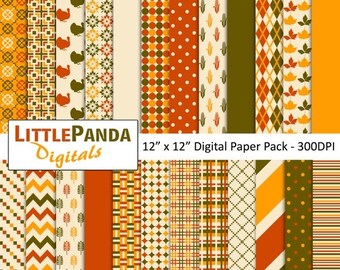 80% OFF SALE Thanksgiving Plaid Digital by LittlePandaDigitals