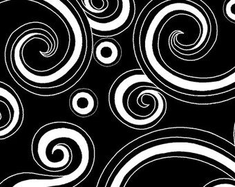Black swirl fabric | Etsy