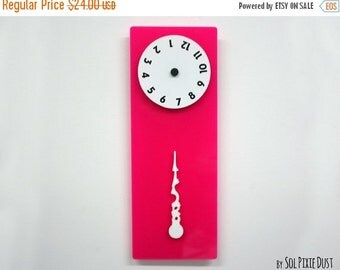 Simply Square Modern Black & Fuchsia Wall Clock by SolPixieDust