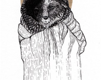 Pen and ink fox | Etsy
