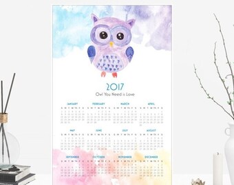 Owl calendar | Etsy