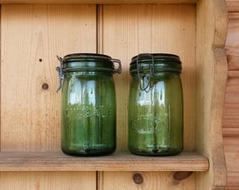 Vintage green glass | Etsy