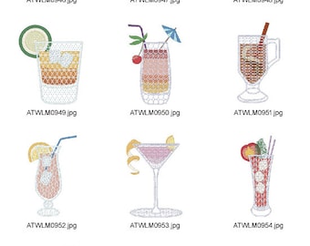 Cocktail embroidery | Etsy