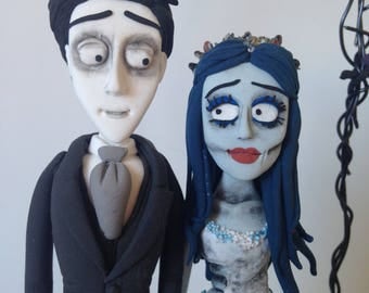 Corpse Bride & Victor Wedding Cake Topper Crescent Moon TIM