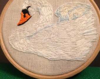 Swan embroidery | Etsy
