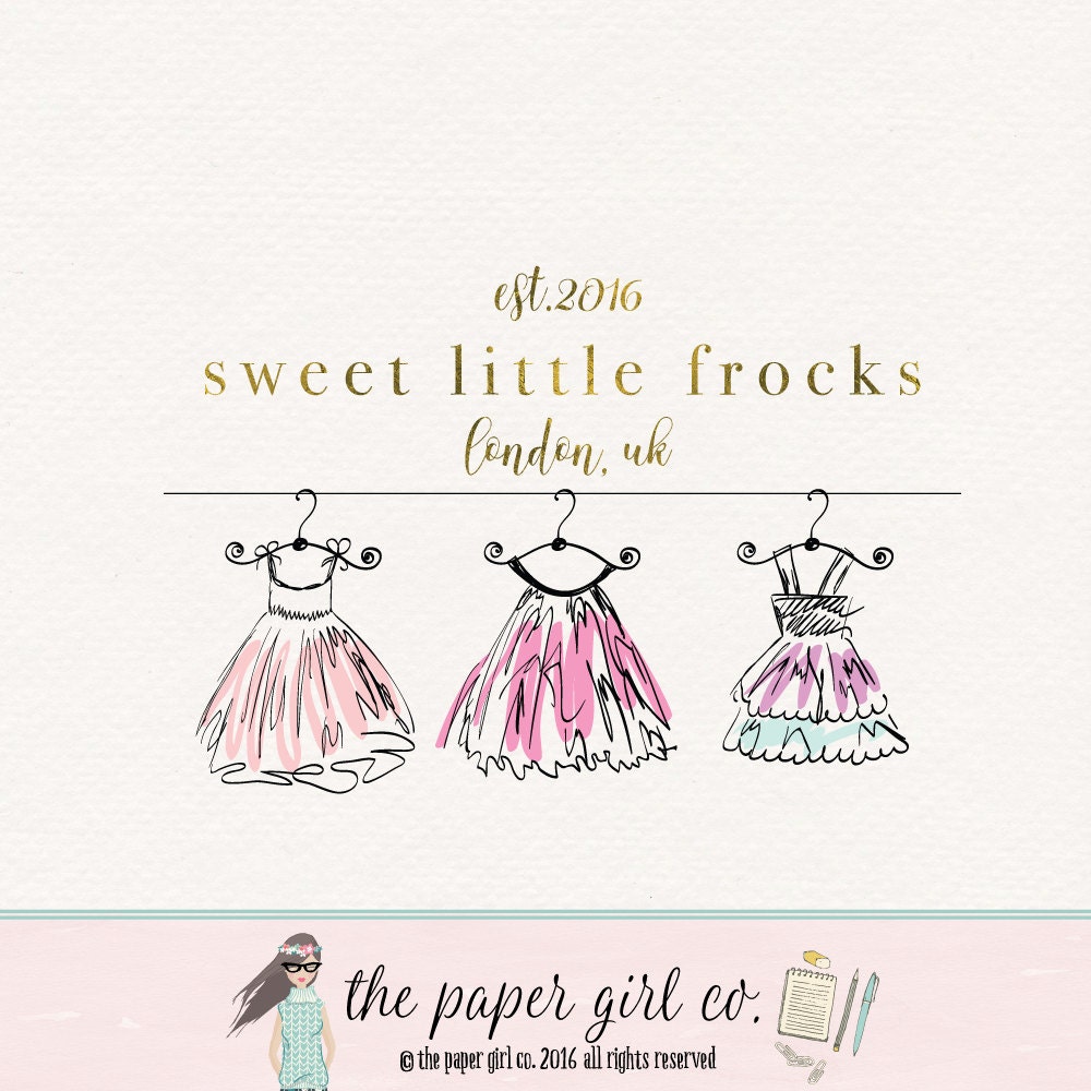 dress logo little girls dresses logo premade logo sewing logo