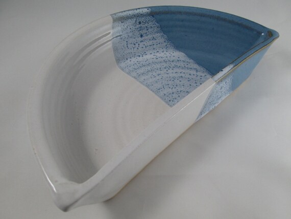 HALF PIE PLATE Handmade Stoneware in Blue / by PaschalPottery