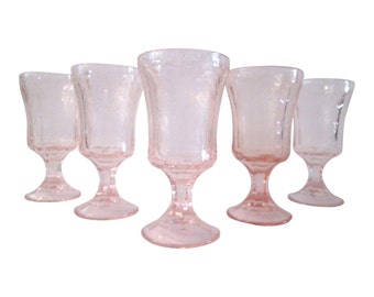 Unique pink glass goblets related items | Etsy