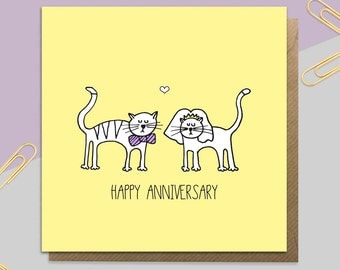 Cat anniversary card | Etsy