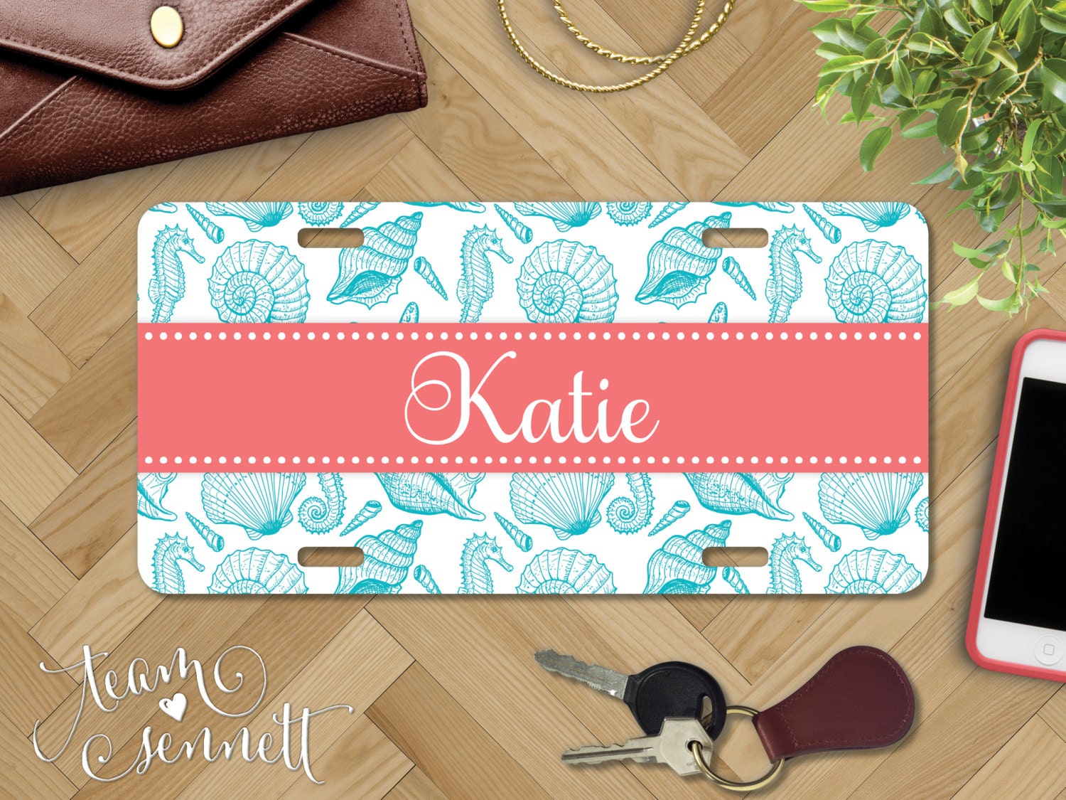 Seashells Personalized License Plate Beach Theme by TeamSennett