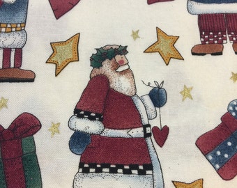 Vintage santa fabric | Etsy
