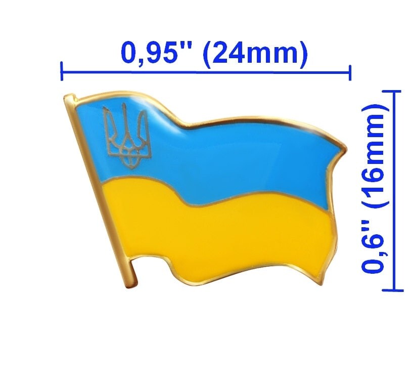 Ukrainian flag Ukrainian Lapel Pin Tryzub Trident Metal Golden