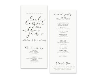 Retro Wedding Program Order of service ceremony reception