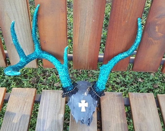 Decorated cow skull | Etsy