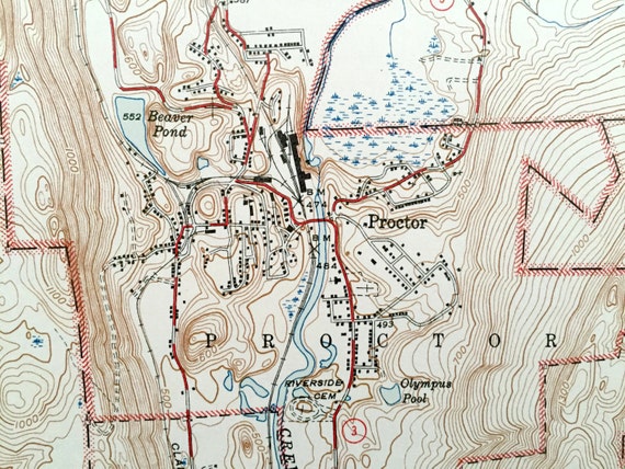 Antique Proctor Vermont 1946 US Geological Survey Topographic