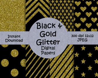 Mint and Gold Glitter Digital Papers gold glitter patterns on