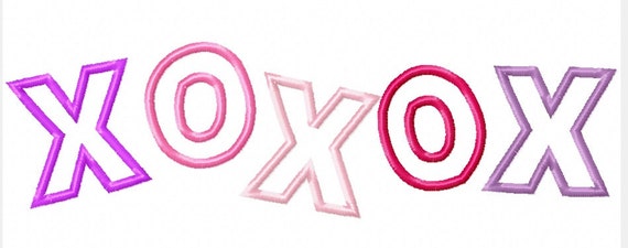 XOXOX Applique Design Hugs and Kisses