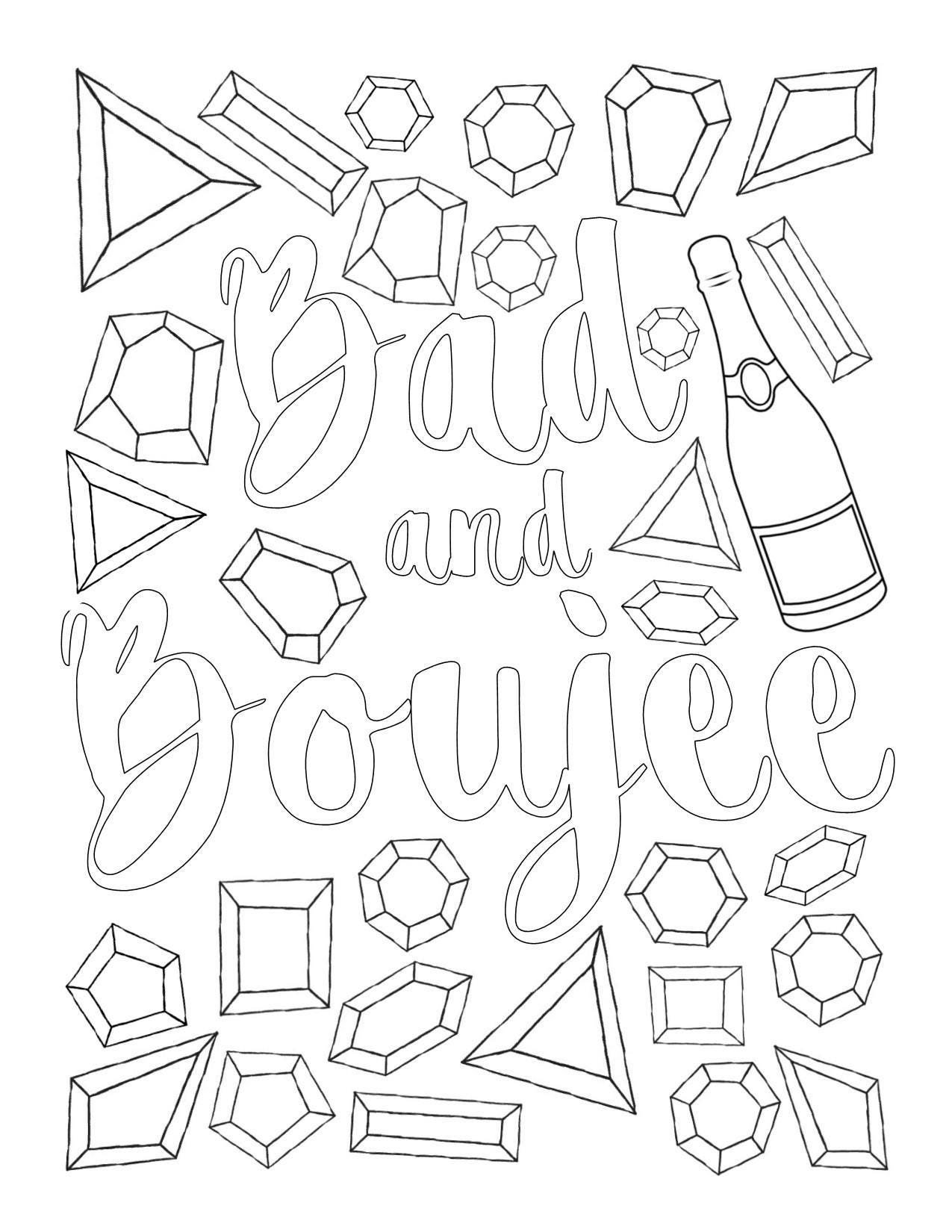 Bad and Boujee-Coloring Page-Instant Digital Download from ...