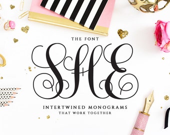 Intertwined fonts | Etsy