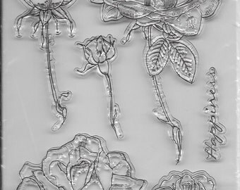 Rose rubber stamp | Etsy