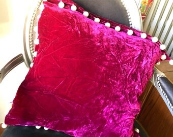 Red velvet cushion | Etsy