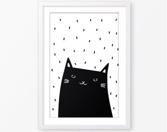 Modern cat print | Etsy