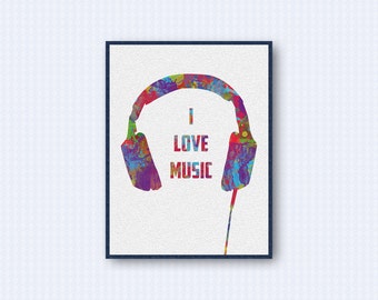 Headphones wall art | Etsy