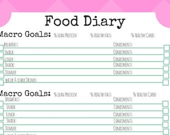 5 Day Food Journal Diary Instant Download Printable Organize