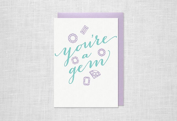 You're a Gem Letterpress Card