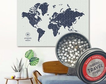 Personalized Push Pin Travel Maps by CanvasTravelMaps on Etsy