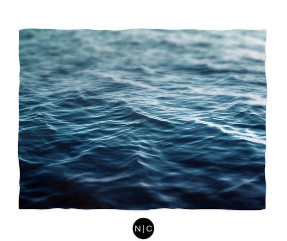 Dark Waters Fleece Blanket Deep Blue Ocean Water Style