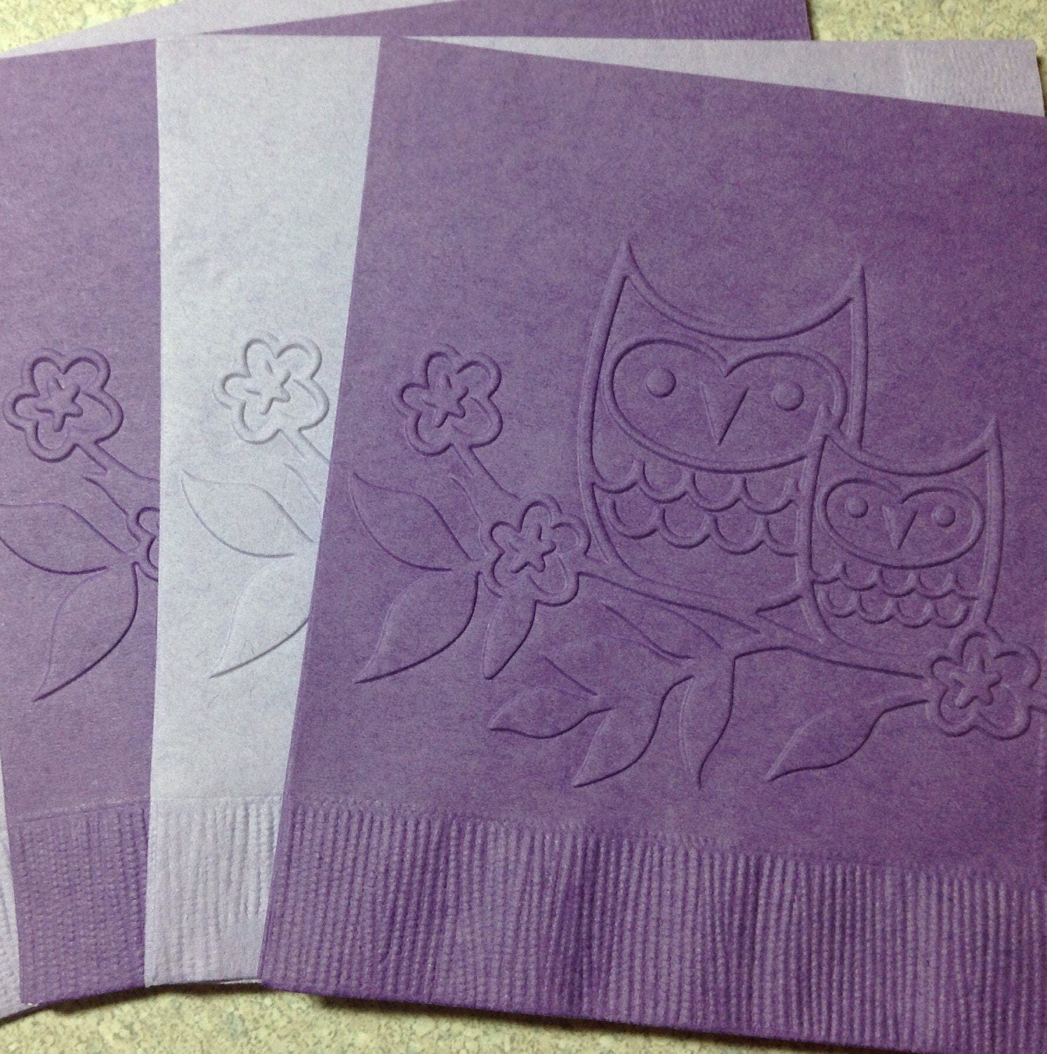 Owl Napkin Embossed Paper Napkin Shower Birthday