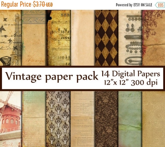 40%OFF Antique Digital Paper pack: VINTAGE PAPER by ChiliPapers