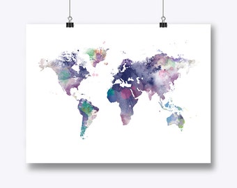 Black and White Map Art World Map Wall Art Home Office Decor