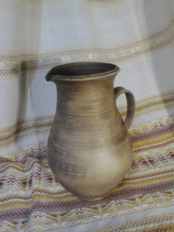 rustic drink jug unique jug wheel thrown pitcher rustic clay