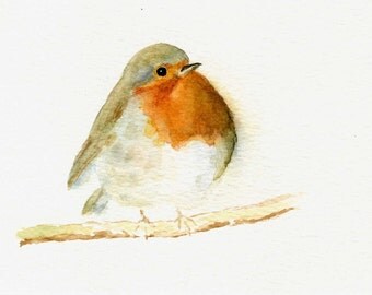 Red robin painting | Etsy