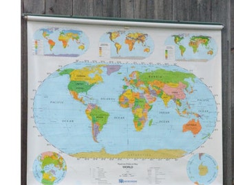 Pull down map | Etsy