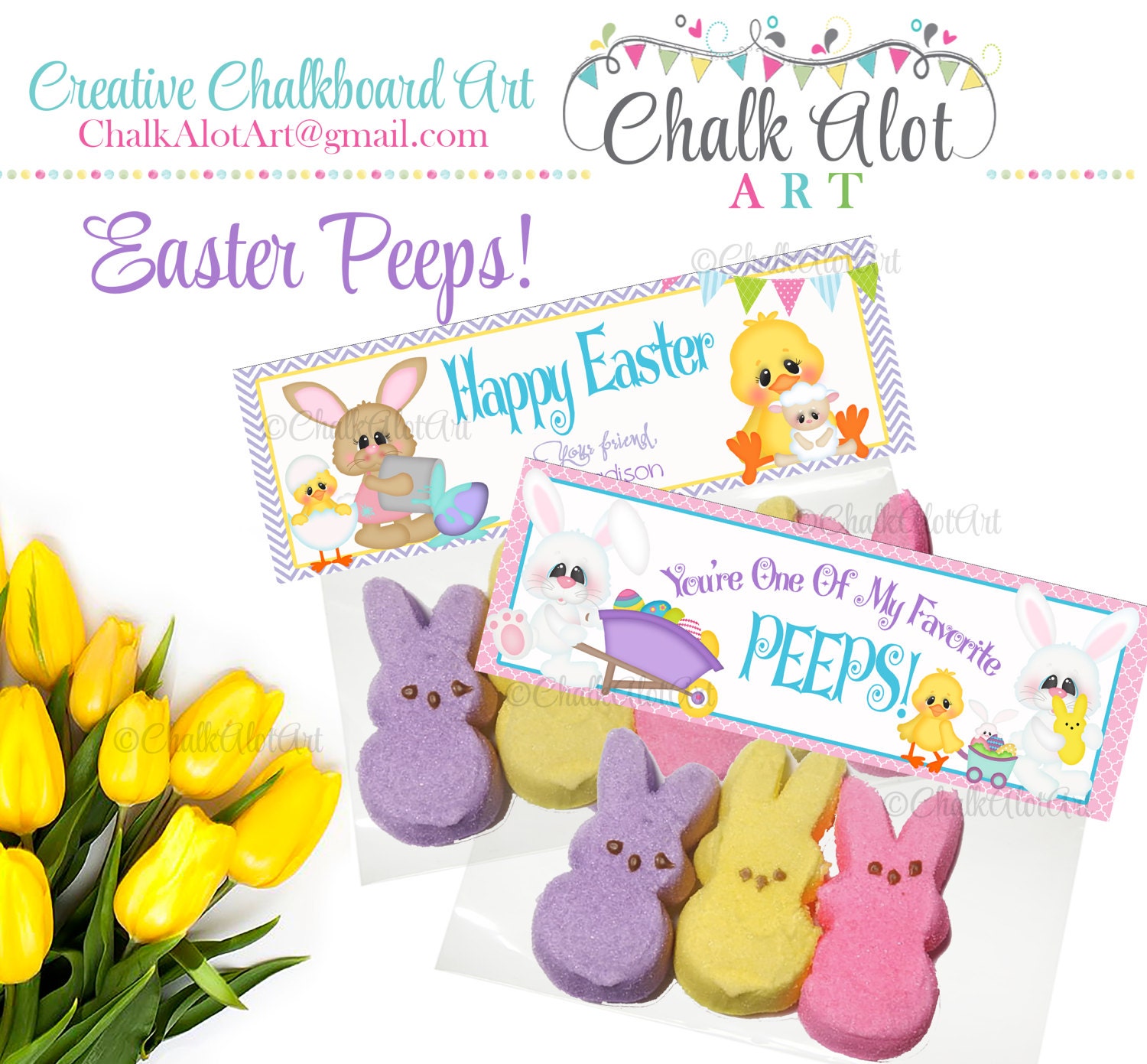 Easter Peeps Treat Bag Toppers Easter Favors Easter Treat