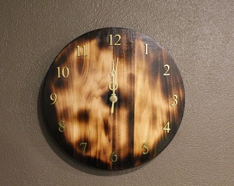 Wood burned clock | Etsy